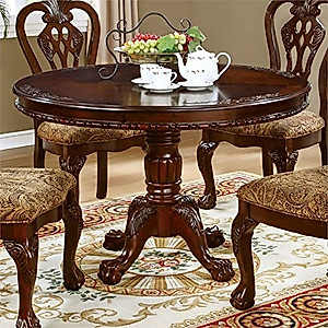 Furniture of America Wilson Traditional Wood Round Dining Table in Brown Cherry