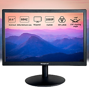 SKitphrati 15.6 Inch Small PC Monitor, FHD VA 1080P Desktop Display with 1920x1080 99% sRGB HDMI VGA Ports, VESA Mounting, LED Monitor for PC, Laptop and Computer, Black