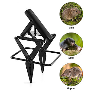 QWORK Mole Trap, Gopher Trap Mechanical Eliminator with Quick Scissors, 2 Pack, Black