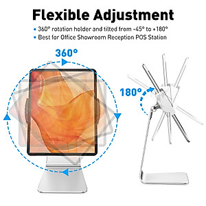 AboveTEK Elegant Tablet Stand, Aluminum iPad Stand Holder, Desktop Kiosk POS Stand for 7-13 inch iPad Pro Air Mini Galaxy Tab Nexus, Tablet Mount for Store Showcase Office Reception Kitchen Countertop
