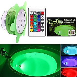 GlowTub Underwater Remote Controlled LED Color Changing Light for Bathtub or spa - Battery Operated