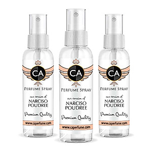 CA Perfume Impression of Narciso Poudree For Women Replica Version Fragrance Dupes Concentrated Long Lasting Eau de Parfum Spray Refillable Atomizer Bottle 2 Fl Oz/60ml-X3