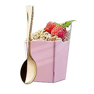 Mini Dessert Cups Veggie Appetizer Cups, Mini Square Shooters, Clear Plastic Cups Pudding Cups Disposable Yogurt Cups parfait cups 2oz Square dessert cups for Tasting, 24 Count