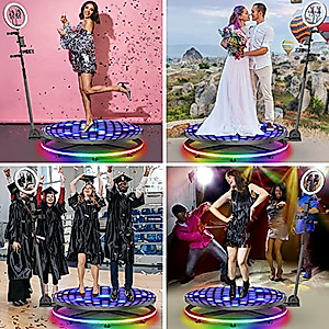 360 Photo Booth Machine with Software for Parties with Ring Light, Free Custom Logo, 3 People Stand on APP Remote Control Automatic Slow Motion 360 Spin Camera Booth (80cm/31.5'' + Flight Case)