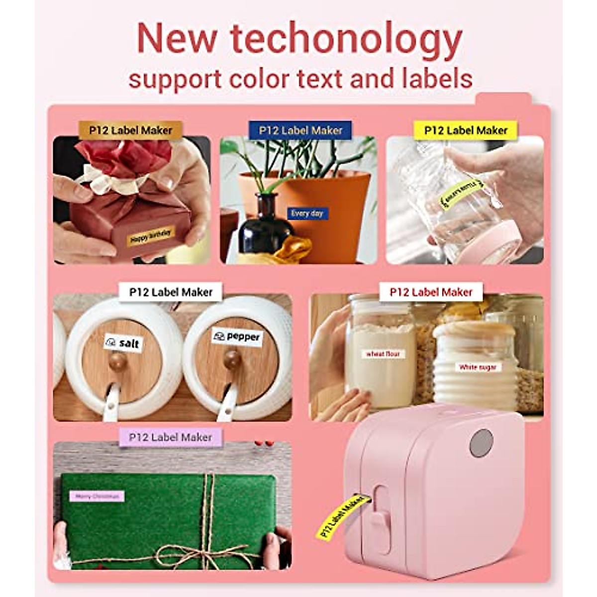 Phomemo Label Makers - Label Maker Machine with Tape P12, Bluetooth Label Maker for Home Organization, Mini Label Printer with Tape 12mm x 4m, Sticker Maker Support Color Printing and Font, with Label