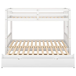 Harper & Bright Designs Twin Over King Bunk Beds with Trundle Bunk Beds Twin Over Twin Pull-Out Bunk Beds, Solid Wood, No Box Spring Needed (White)