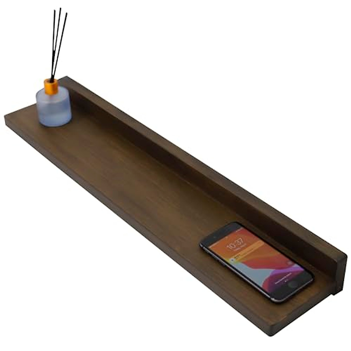 Bellaterra Home ChicCharge: Premium Rubber Rustic Wood Wireless Charging Shelf, 24 in.