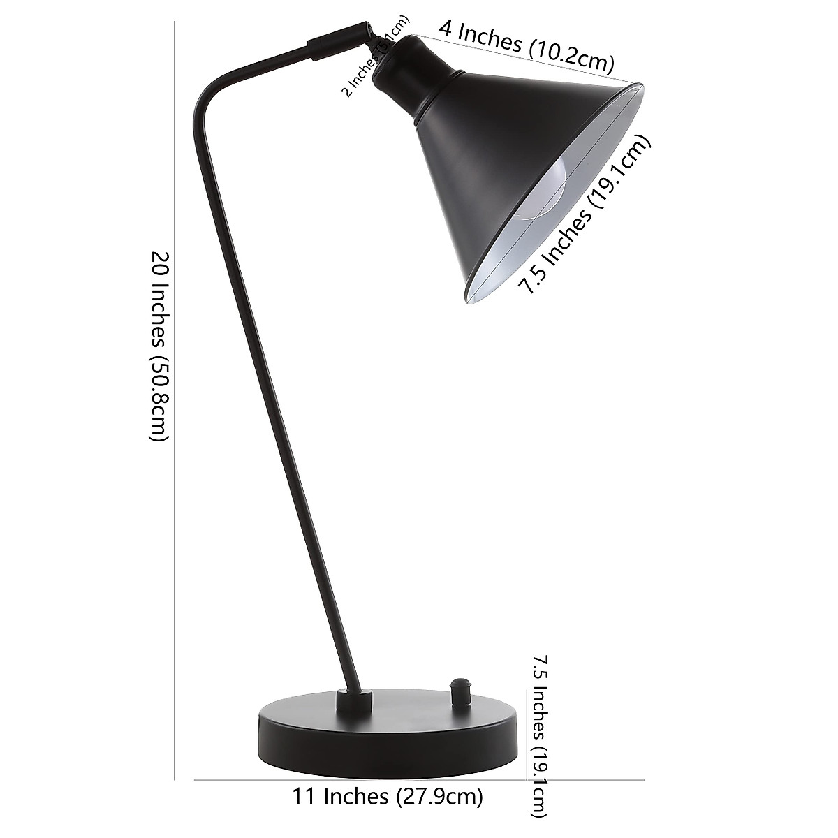 Safavieh Lighting Collection Vance Black 20-inch Bedroom Living Room Home Office Desk Dorm Study Nightstand Task Table Lamp (LED Bulb Included)