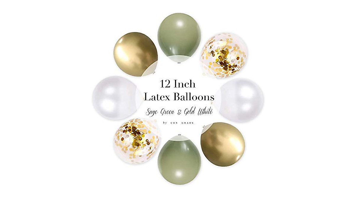 Elegant Sage Green & Gold Balloons for Weddings & Parties