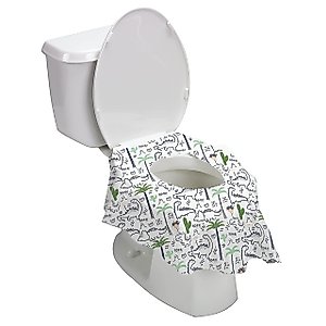 Disposable Toilet Seat Covers – 20 Pack – Extra Large - Waterproof – Shield Your Kids from Public Restrooms or During Toddler Potty Training (Blue Dinosaur)