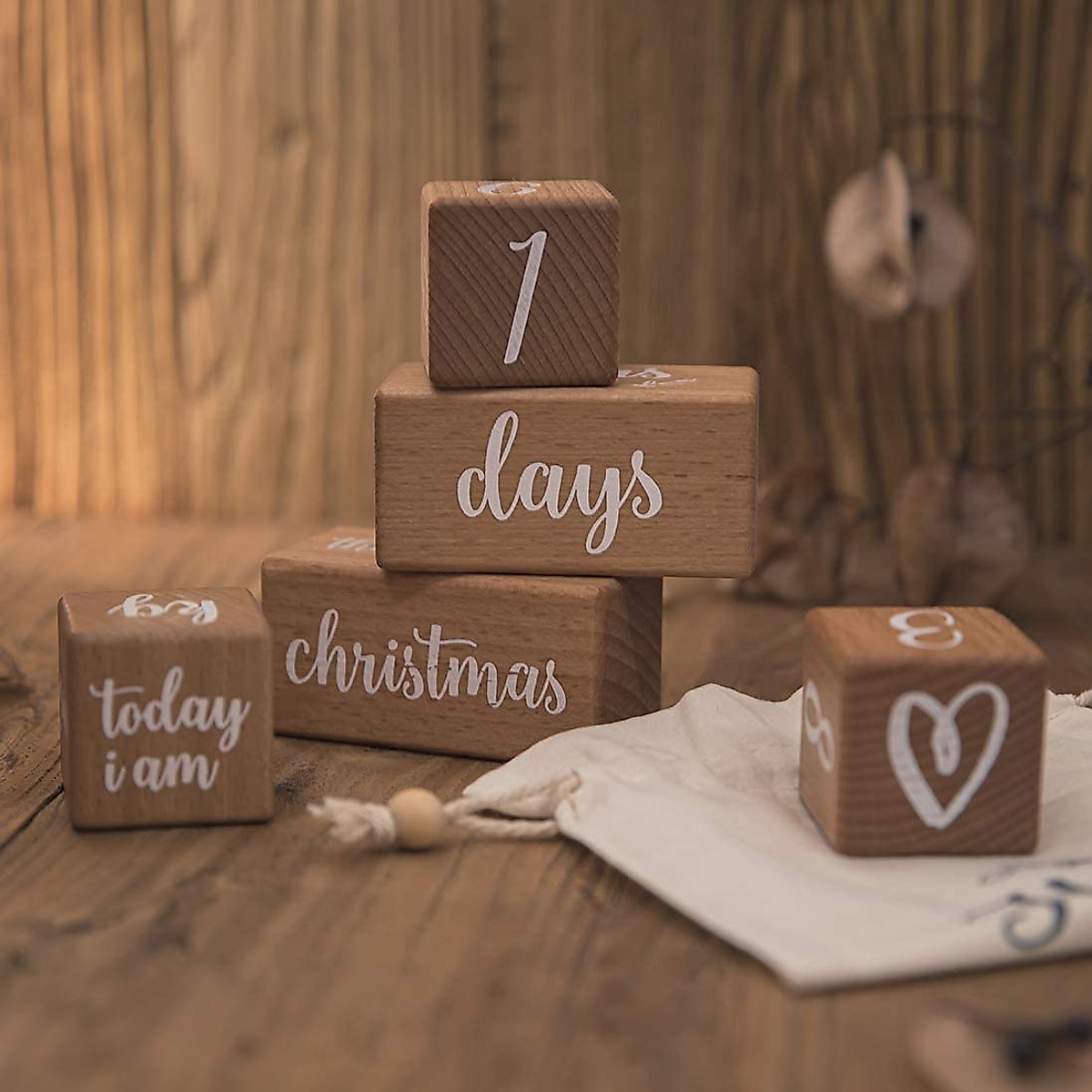 Promise Babe Milestone Blocks Set of 6 Baby Age Blocks for Monthly Milestone Wooden Photo Props Set Perfect for Baby Shower and Keepsake