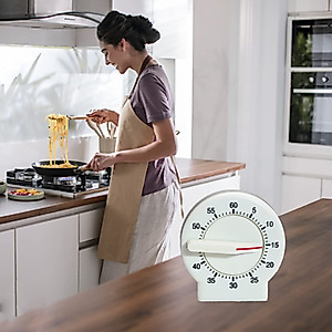 Kitchen Timer, 60 Minutes Mechanical Timer Clock for Cooking with Bell Alarm Clock, No Battery Needed, Light and Convenient White