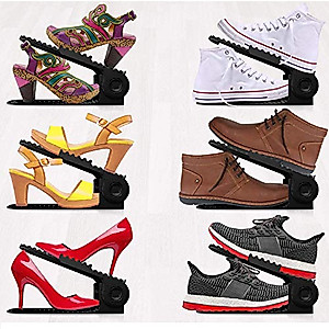 XIMI Shoe Slots Organizer, Adjustable Shoe Stacker Space Saver, Double Deck Shoe Rack Holder for Closet Organization (20-Pack)(Black)