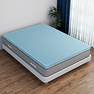 iHomy 3 Inch Memory Foam Mattress Topper Cooling Gel Infused Queen Mattress Toppers (Queen, 3 Inch (No Cover))