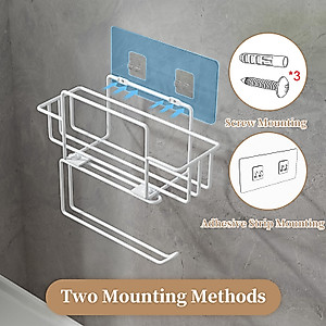 X-cosrack Toilet Paper Holder with Shelf, Wall Mount/Adhesive Matte White Toilet Paper Holder, Wipes Dispenser for Bathroom, Metal Bathroom Toilet Paper Holder for Kitchen, Bedroom