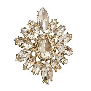 Dtja Exaggerated CZ Statement Wedding Ring for Women Gold Plated Vintage Rhinestone Crystal Cluster Adjustable Open Band Wrap Birthday Christmas Cocktail Party Ring Comfort Fit Jewelry