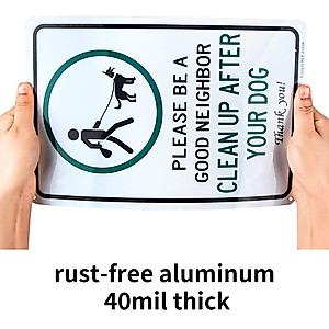 Enjoyist 2 Pack Clean Up After Your Dog Sign, Clean Up After Your Pets, Be a Good Neighbor Sign, 12"x 8" .04" Aluminum Sign Rust Free Aluminum-UV Protected and Weatherproof
