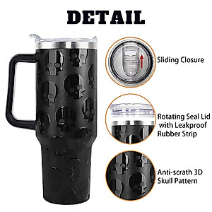 sxmluedn Goth Gifts Goth Tumbler Halloween Tumbler 40 Oz Skull Gifts Cup For Women Men Spooky Skeleton Travel Mug with Handle Lid and Straw
