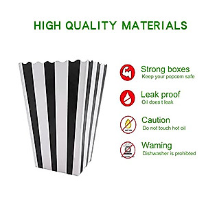 Jaojaopn 4.5 x 2.75 Mini Popcorn Boxes, Striped Popcorn Containers, Snack Container Set for Movie Night or Various Party Themes. 24 pcs(black and white)