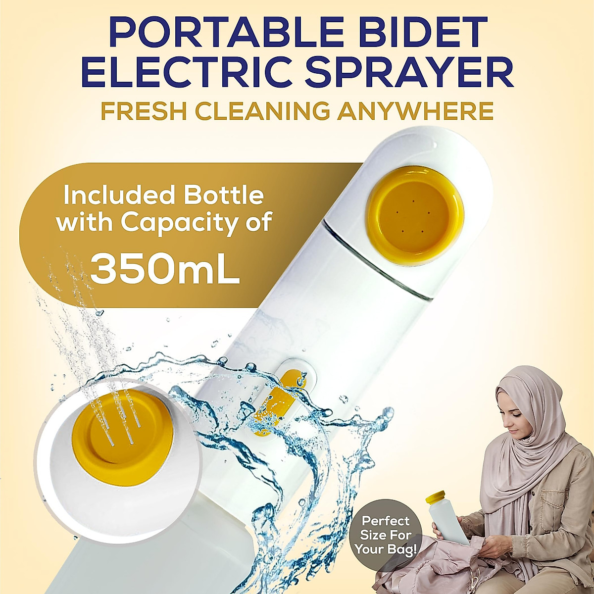 Portable Bidet | Bidet Buddy™ LuxeJet | High Pressure | Travel Bidet | 350ML Portable Bidet for Travel | Handheld Bidet | Rechargeable Electric Portable Bidet for Women/Men | Postpartum Essentials
