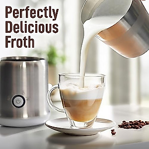 Zulay Electric Hot Chocolate Maker Machine - Powerful, Stainless Steel Hot Chocolate Machine & Hot Cocoa Maker - 4-in-1 Detachable Milk Frother Heater & Cold Foam Maker - Milk Frother Dishwasher Safe