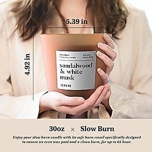 Hidden Label Large Scented Candle, Sandalwood & White Musk, 30oz 3 Wick Huge Candle, Huge Slow Burn Natural Soy Candles for Home Scented