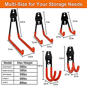 DIRZA Garage Hooks 10 Pack Steel Garage Storage Utility Double Hooks, Heavy Duty Wall Mount Tool Hangers Organizers for Organizing Ladder, Power Tool,Bulk Items, Shovel, Ropes
