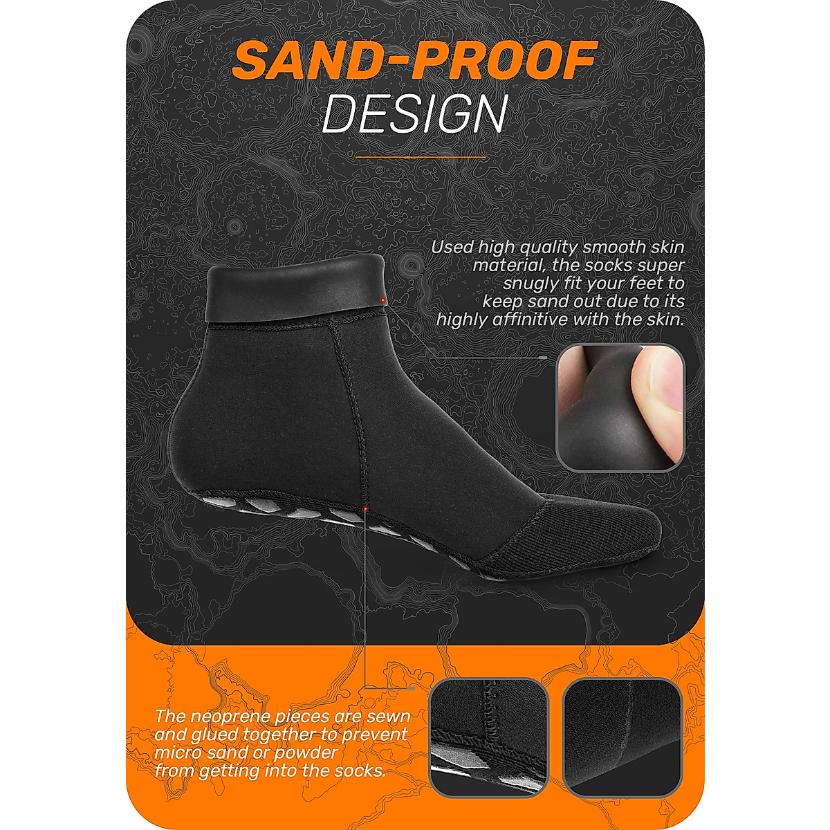 CAPAS 2mm Neoprene Socks, Beach Volleyball Sand Proof Socks, Wetsuit Diving Socks Keep Warm for Men Women