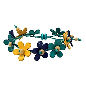 AeraVida Floral Garland Mix Color Genuine Leather Pull Slide Bracelet-10