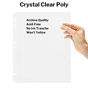 Dunwell Photo Album Refills 5x7 - (25 Pack), for 100 Pictures, Photo Sleeve Inserts for 3-Ring Binder, 2-Pocket Photo Page for 5 x 7 Photographs, Postcards, Recipe Cards