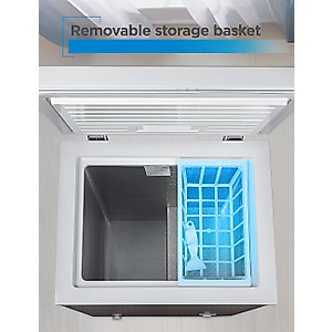 BLACK+DECKER 2.7 Cu. Ft. Compact Chest Freezer, Deep Freezer Holds Up To 94.5 Lbs. of Frozen Food, Removable Storage Basket, BCFK726, White