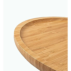 Plutreas Bamboo Lazy Susan Turntable for Cabinet or Table (14 in)