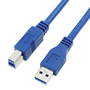 Bluwee USB 3.0 Cable - Type A-Male to Type B-Male - 2 Feet (0.6 Meters) - Round Blue