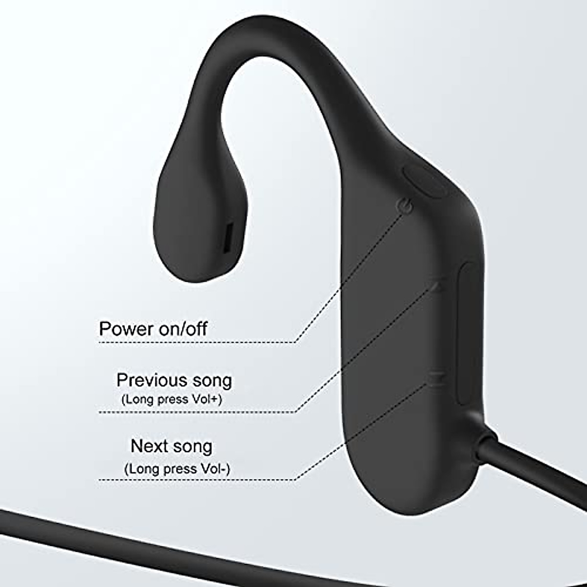 ZTGD BL09 Wireless Bluetooth Bone Conduction Headphones Bluetooth-Compatible IPX5 Life Waterproof Long Standby Stereo Wireless Hanging-Ear Earphone for Sports Black