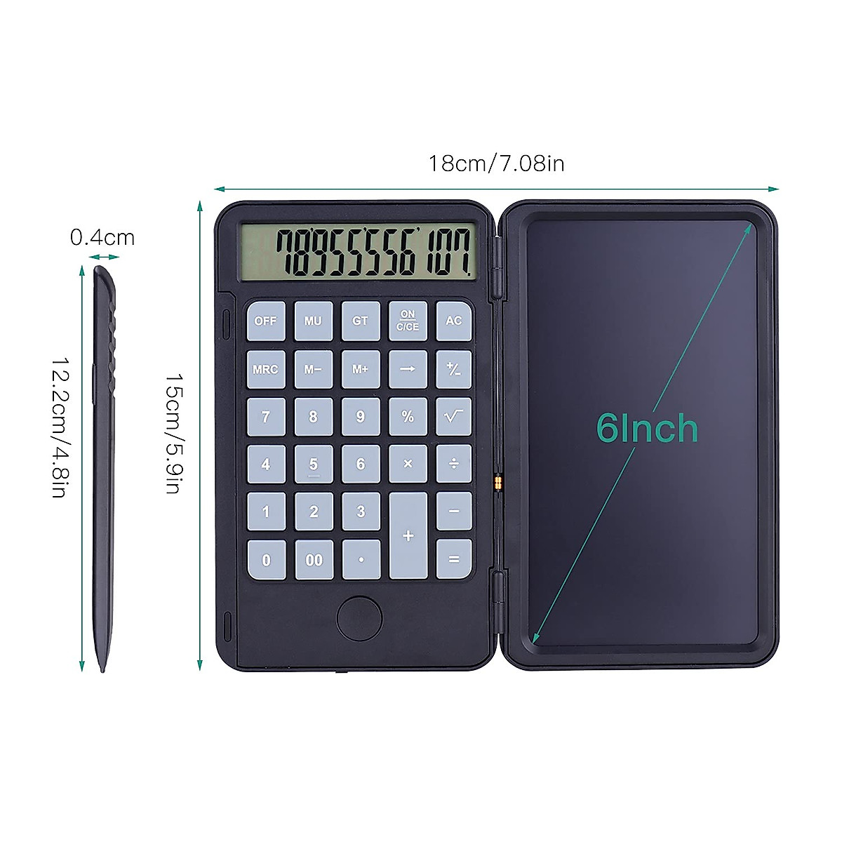 Portable Calculator and Write Tablet Digital Drawing pad 12-Digit Digital Display Stylus Erase Button Lock Function