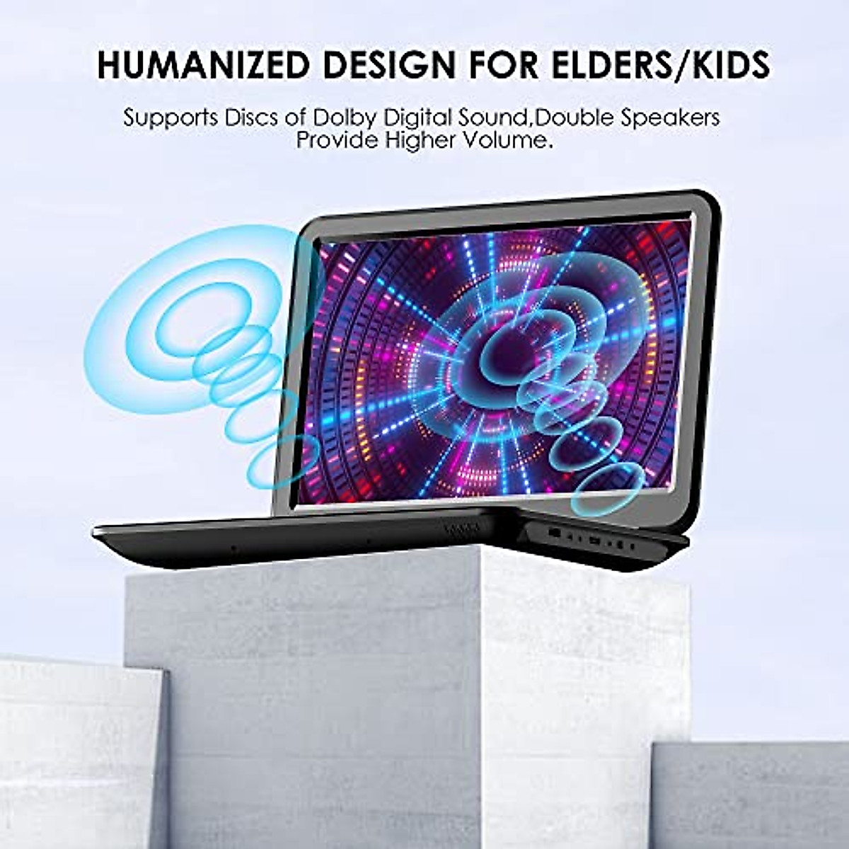 SUNPIN 17.9" Portable DVD Player with 15.6'' Large HD Swivel Screen, Screen Mirror Function, HDMI Input, Dolby Digital, 6 Hours Rechargeable Battery, Support USB and Multiple Disc Formats, Sync TV