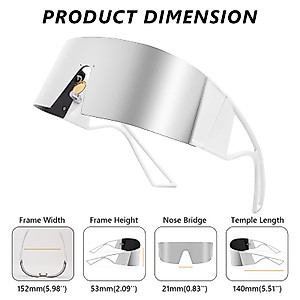 FEISEDY Oversized Flat Top Futuristic Wrap Sunglasses One Piece Goggles for Women Men Fashion Shades B4054