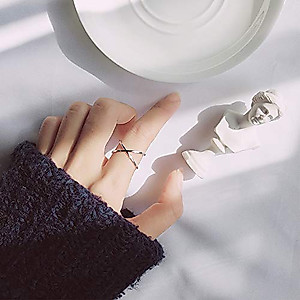 Kokoma 925 Sterling Silver Criss Cross X Open Ring Polished Shiny Adjustable Engagement Wedding Band Finger Wrap Rings Minimalist Fashion Jewelry Birthday