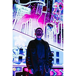 cosday LED Mask Light Up Face Mask with Programmable for Kids Adults for Cosplay Party Halloween Costume (Mini Led Mask)