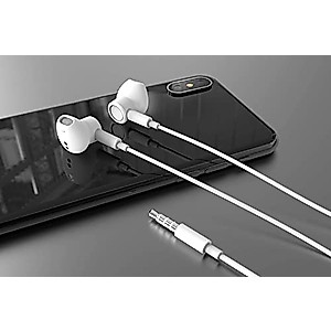 Hi-Res Extra Bass Earbuds Noise Isolating in-Ear Headphones Wired Earbuds with Microphone for iPhone, iPad, MP3, Huawei, Samsung, Lightweight Earphones with Volume Control 3.5mm Jack Headphones
