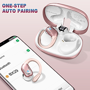 Wireless Earbud, Sport Wireless Bluetooth 5.3 Earbud with HiFi Stereo, 75H Wireless Headphones with Noise Cancelling Mic, IP7 Waterproof Bluetooth Headphones, LED Display, Button Control, Rose Gold