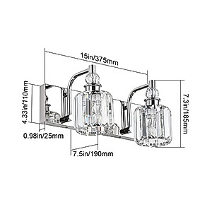 Ralbay Crystal Vanity Lights 2 Lights Modern Crystal Chrome Bathroom Vanity Light for Bathroom Lighting Fixtures Over Mirror
