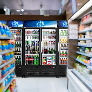 Mojgar 28 Cu Ft Commercial Merchandiser Refrigerator for Beverage,Glass Door Upright Display Fridge with Front LED Light,Large Freestanding Business Cooler for Shop,Restaurant,Apartment,etc