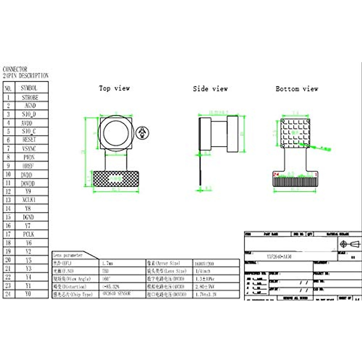 Taidacent ESP32 ESP32-CAM ESP32CAM OV2640 CMOS FPC Wide Range Camera Module Wide Angle Night Vision 150 Degree 2 Million Pixel 24 Pin