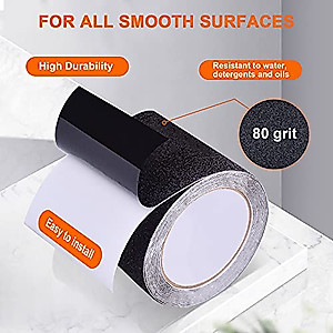 Qingluan Anti Slip Tape Grip Tread Tape Waterproof 4 inch x 16 ft Heavy Duty Abrasive Adhesive Black Tape for Outdoor/Indoor Stairs Steps Floor Ramps
