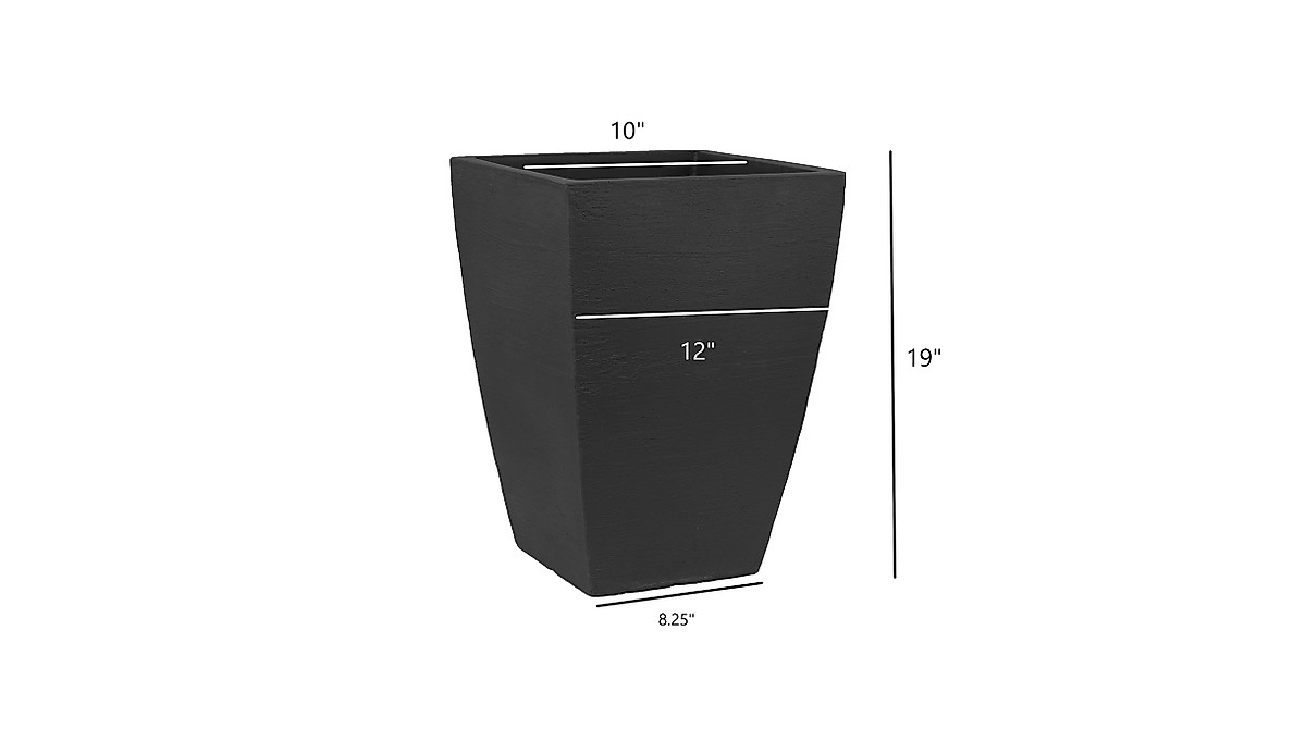 Modern Square Garden Planter 19-Inch Black by Tusco Products