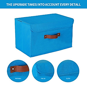 SAMORADREA 9 Pack Storage Basket Bulk Decorative Storage Bins Containers Fabric Bins with Lids for Shelves Drawers, Desktop, Closet, Playroom, Office, Bedroom (Rainbow, 15X10X10)