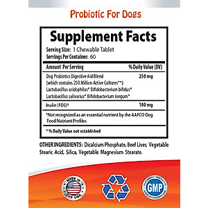 MY LUCKY PETS LLC Dog probiotic Powder - Dog PROBIOTICS - Bad Breath and Passing Gas Solution - Oral Health - lactobacillus acidophilus Dogs - 1 Bottle (60 Treats)