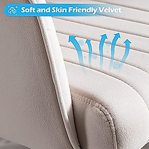 Home Office Chair Swivel Velvet Desk Chair Accent Armchair Upholstered Modern Tufted Chairs with Gold Base for Girls Women Ergonomic Study Seat Computer Task Stools for Living Room(Cream)