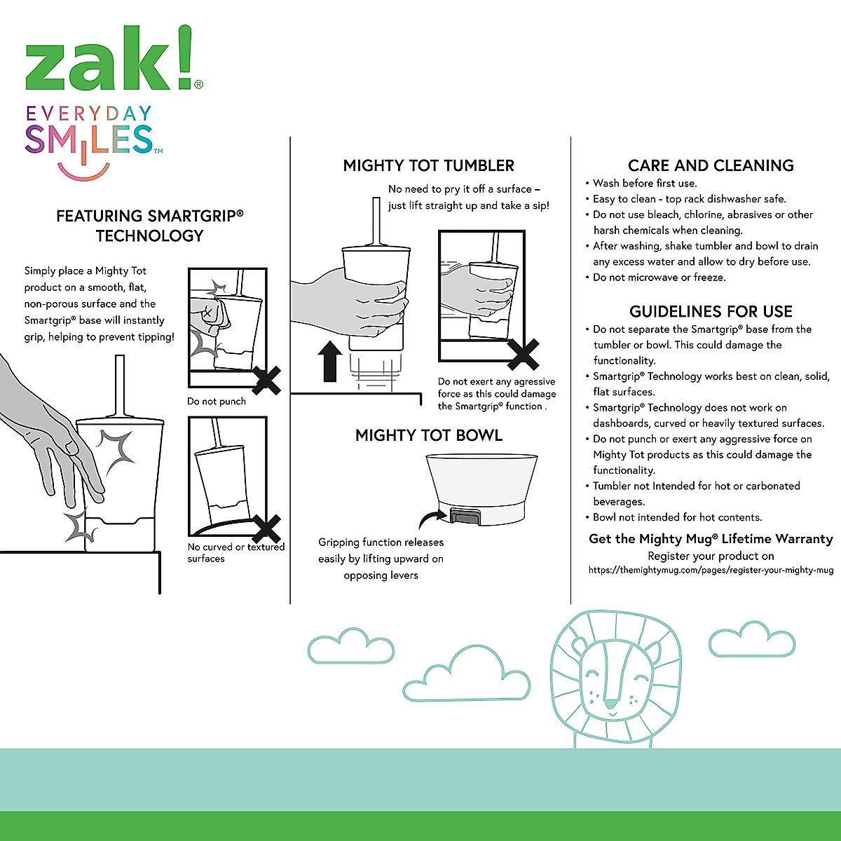 Zak Designs Unicorn Mighty Tot Kids Tumbler with Screw-On Lid and Silicone Straw, Durable and Spill-Proof with Tip-Proof Base is Easy to Lift, Perfect Baby Cup Bundle (10 oz, 2-Piece Set, Unicorn)